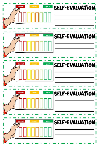 Self Evaluation Exit Tickets | Teaching Resources