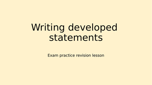 GCSE PE - Writing developed statements (Exam support) Full lesson ...