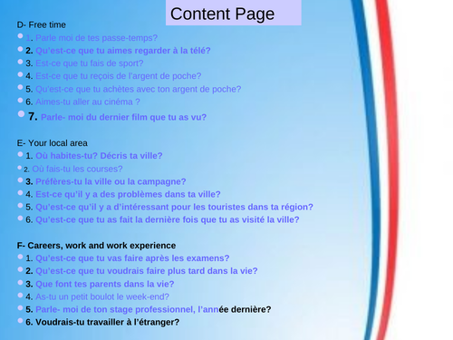 French Speaking/ Writing GCSE Questions and Answers | Teaching Resources
