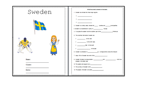 Sweden A Research Project | Teaching Resources