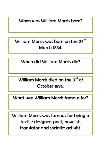William Morris Fact File Activity | Teaching Resources