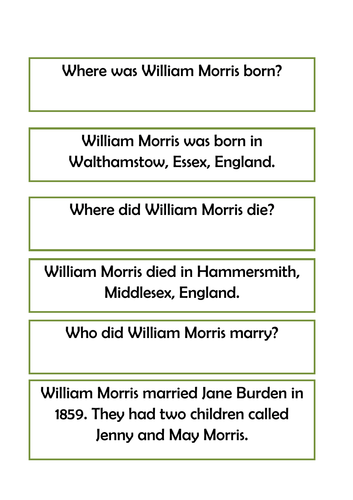 William Morris Fact File Activity | Teaching Resources