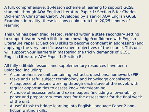 Full scheme of learning for 'A Christmas Carol' - GCSE AQA | Teaching ...