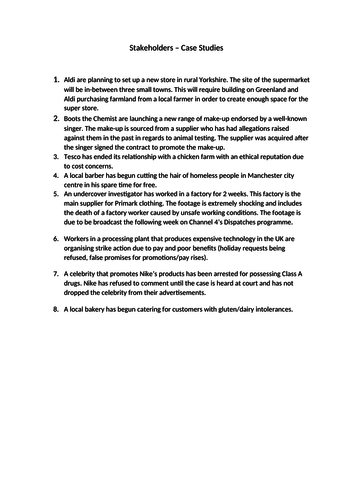 BTEC Level 3 Business Unit 1: Exploring Business Learning Aim A ...