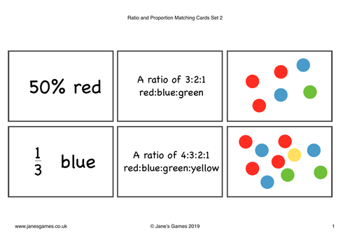 Ratio and Proportion Matching Cards Set 2 | Teaching Resources