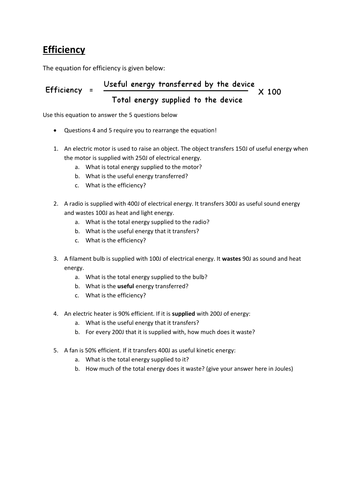 Efficiency | Teaching Resources