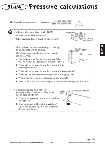 Pressure and pressure in fluids | Teaching Resources