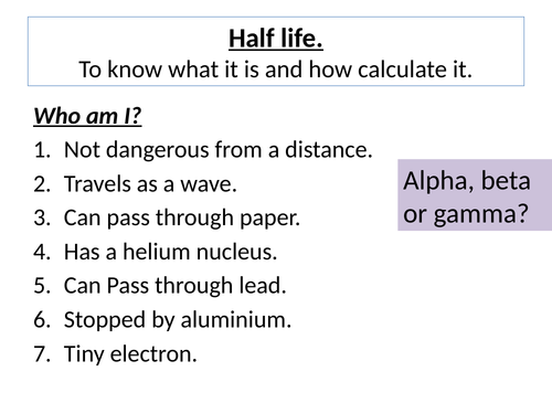 Half life | Teaching Resources
