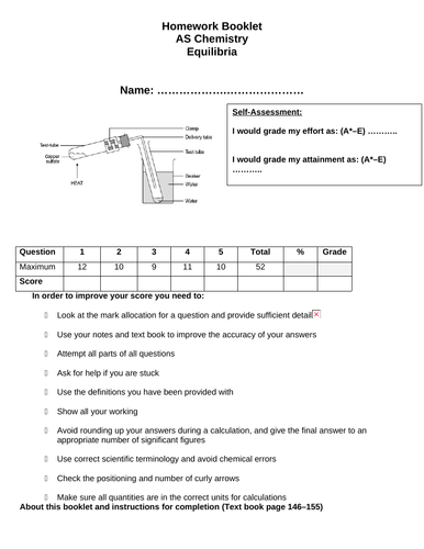 AQA AS Level Unit 1 Section 6 Equilibria-Chemical equilibria, Le ...