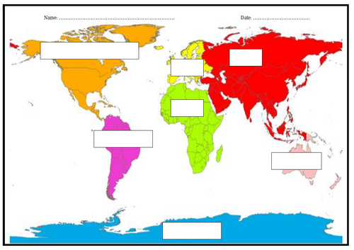 Label the Continents Worksheet | Teaching Resources