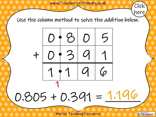 Adding Decimals Beyond 1 - Year 5 | Teaching Resources