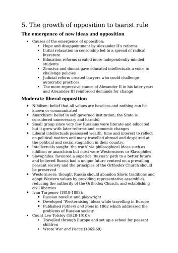 Tsarist and Communist Russia: All the revision notes you need to know A ...
