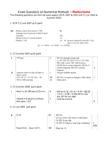Numerical Methods A-Level Mathematics Past Exam Questions: suitable for ...