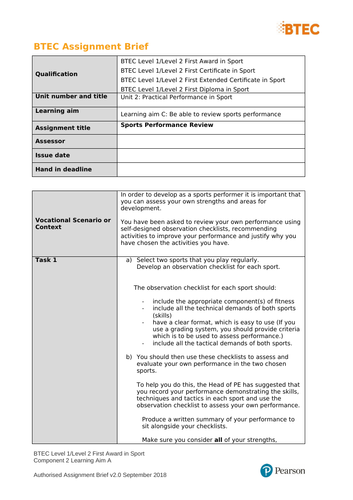 Btec Level 2 Unit 2 2018 | Teaching Resources