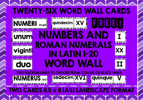 LATIN NUMBERS & ROMAN NUMERALS 1-20 WORD WALL FREEBIE | Teaching Resources LATIN NUMBERS & ROMAN NUMERALS 1-20 WORD WALL FREEBIE | Teaching Resources