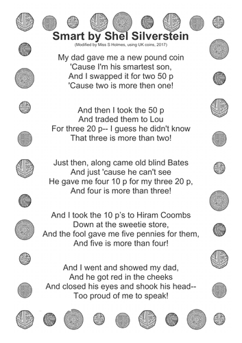 Smart by Shel Silverstein (Modified for UK Money) | Teaching Resources