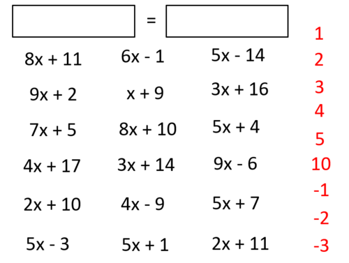 Equations - x on both sides - Problem Solving | Teaching Resources