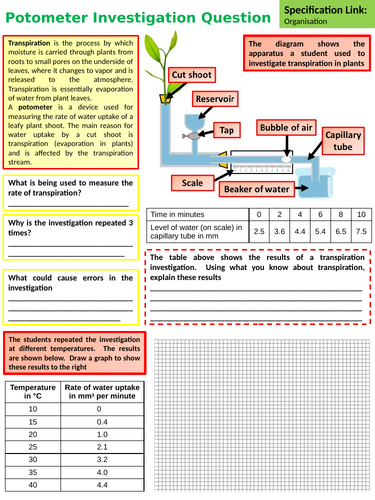 19 KS4 GCSE AQA 9-1 Science Practical Investigations Exam Questions ...