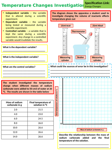19 KS4 GCSE AQA 9-1 Science Practical Investigations Exam Questions ...
