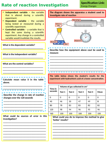 19 KS4 GCSE AQA 9-1 Science Practical Investigations Exam Questions ...