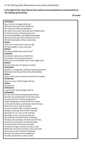AQA A-level English Literature - Love Through the Ages The Taming of ...