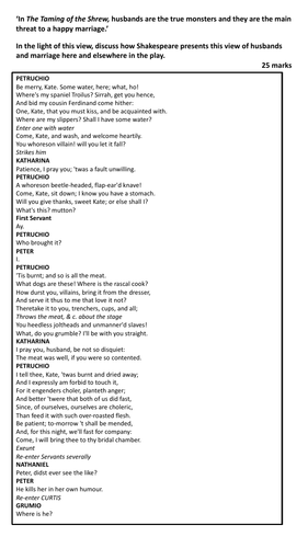 AQA A-level English Literature - Love Through the Ages The Taming of ...
