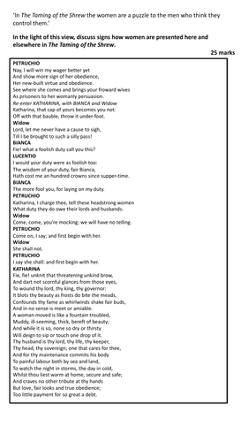 AQA A-level English Literature - Love Through the Ages The Taming of ...