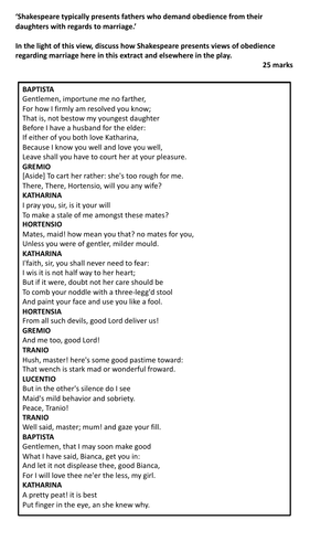 AQA A-level English Literature - Love Through the Ages The Taming of ...