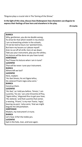 AQA A-level English Literature - Love Through the Ages The Taming of ...