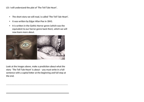 KS3 19th Century Fiction Gothic - ‘Tell Tale Heart’ Edgar Allan Poe ...