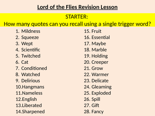 Lord of the Flies top 50 and top 100 quotations | Teaching Resources