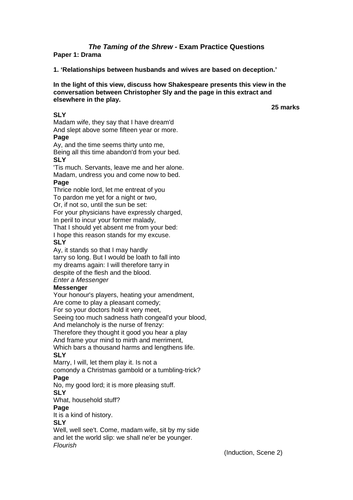 AQA A-level The Taming of the Shrew | Teaching Resources