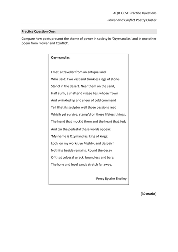 Power and Conflict Practice Questions for AQA GCSE | Teaching Resources