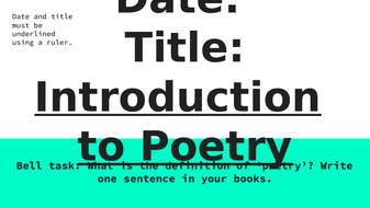 Introduction to Poetry Lesson | Teaching Resources