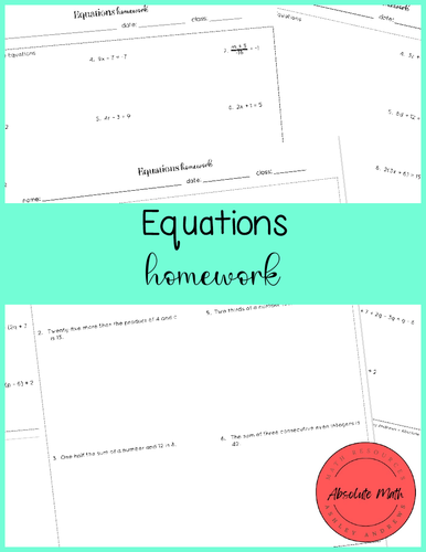 Equations Homework | Teaching Resources