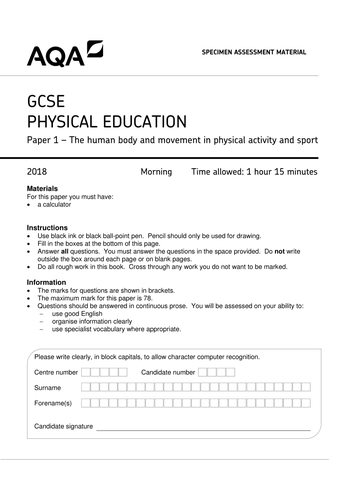 AQA GCSE PE 9-1 Paper 1 lessons, Worksheets and End of unit tests ...