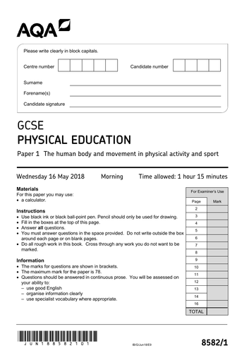 AQA GCSE PE 9-1 Paper 1 lessons, Worksheets and End of unit tests ...