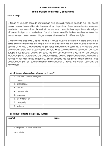 Spanish A Level Translation Bundle: 20 Resources on 20 Different Topics ...