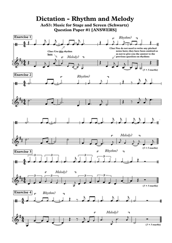 GCSE MUSIC DICTATION - RHYTHM & MELODY (AoS 3 - Music for Stage ...