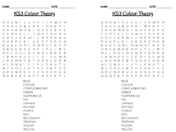KS3 Colour Theory Word Search Worksheet | Teaching Resources