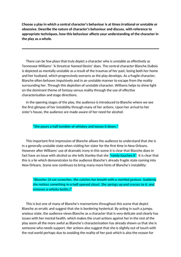 Higher English: A Streetcar Named Desire Example Essay Bundle ...