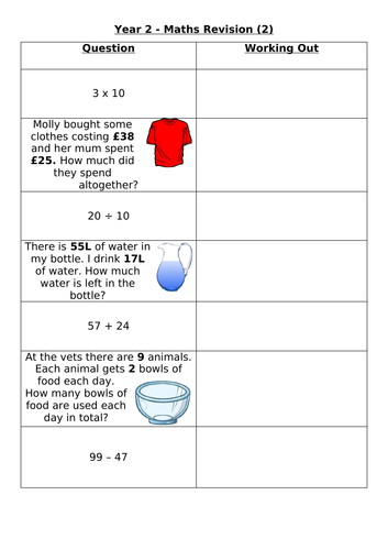 Yr2 Maths SATs Revision Questions Arithmetic & Reasoning | Teaching ...