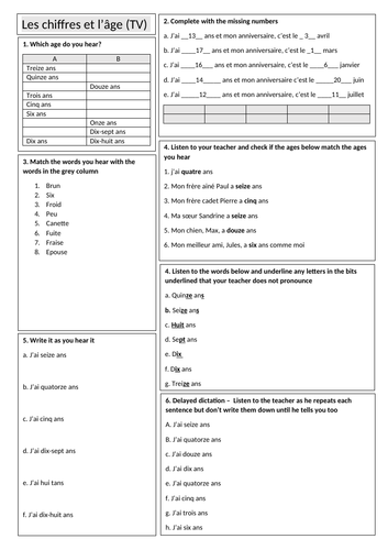 KS2 French - Micro-listening enhancers on Telling one's age / Numbers ...