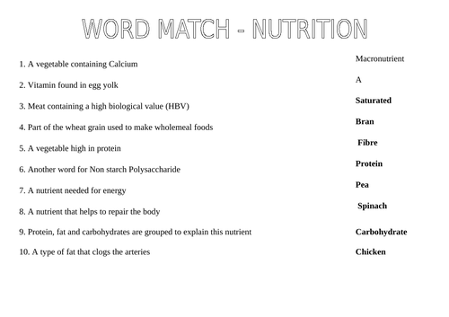 10 Nutrition worksheets, puzzles and crosswords. | Teaching Resources