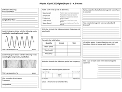 Waves A3 Revision Sheets + Answers (AQA GCSE Physics ) | Teaching Resources