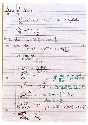 A-level Further Maths (Pure) Revision Notes and Example Questions ... A-level Further Maths (Pure) Revision Notes and Example Questions ...
