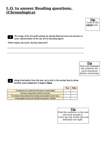 Year 6 Reading Questions Comprehension SATs Questions Practice ...