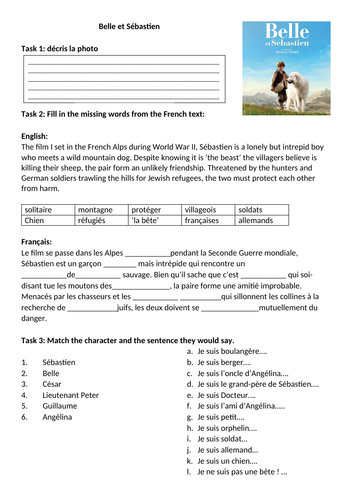 Belle et Sebastien song and film activities | Teaching Resources