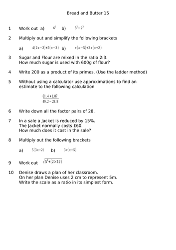 GCSE Foundation Revision 11 - 20 | Teaching Resources
