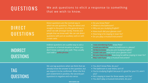 Questions A1 Beginners ESL Lesson Plan | Teaching Resources